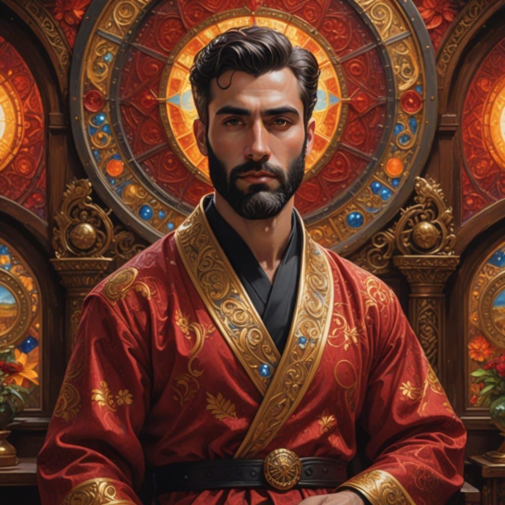 Amadeus - Elegant Iranian Prince in Red Velvet Robe