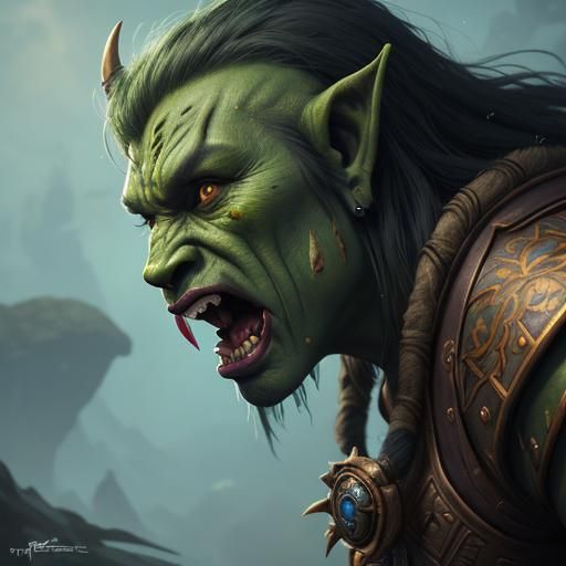 Beautiful female Orc Warrior. skin bears the hues of the wild, and ...