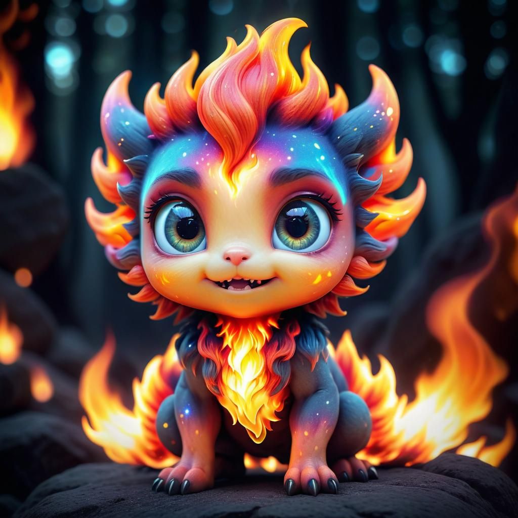 Cute Fire Galaxy Creature - AI Generated Artwork - NightCafe Creator