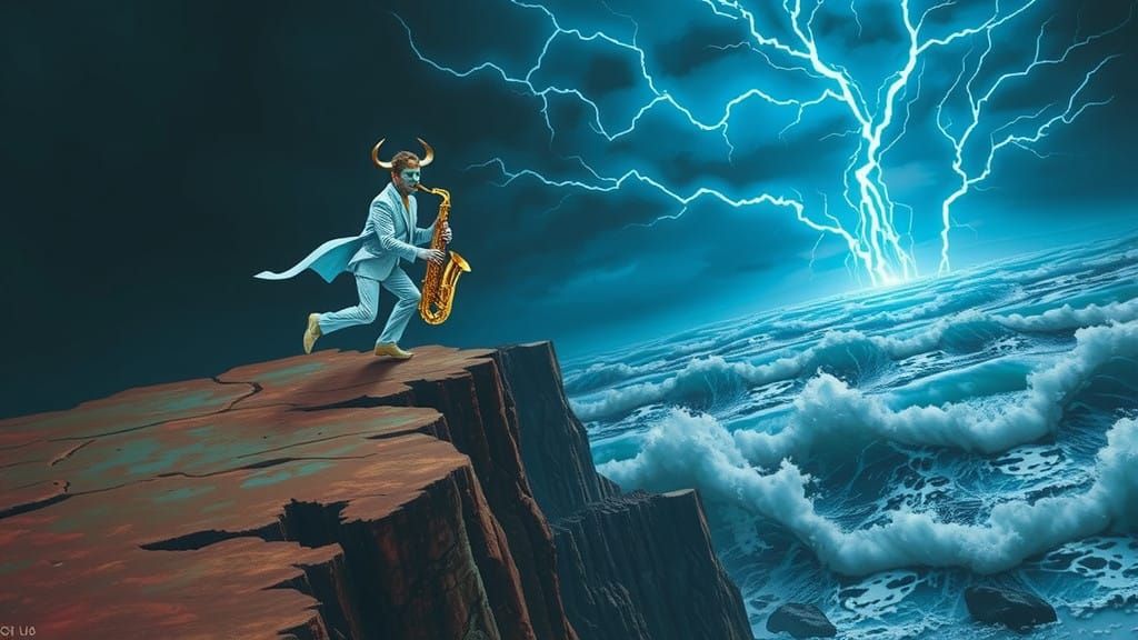 HORNDOG SLICK PLAYS A MIGHTY FAST LICK, BUT THE LIGHTNING STOLE HIS THUNDER