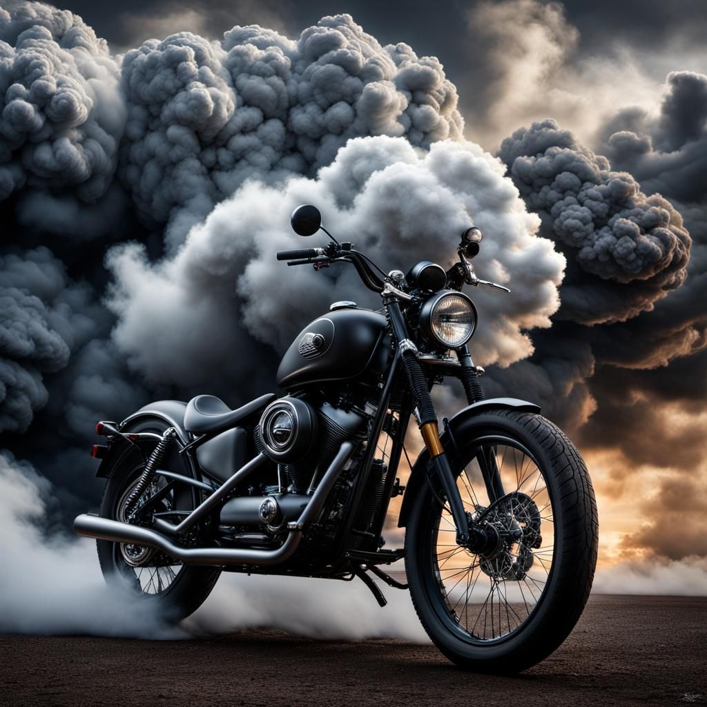 Smoky bike - AI Generated Artwork - NightCafe Creator