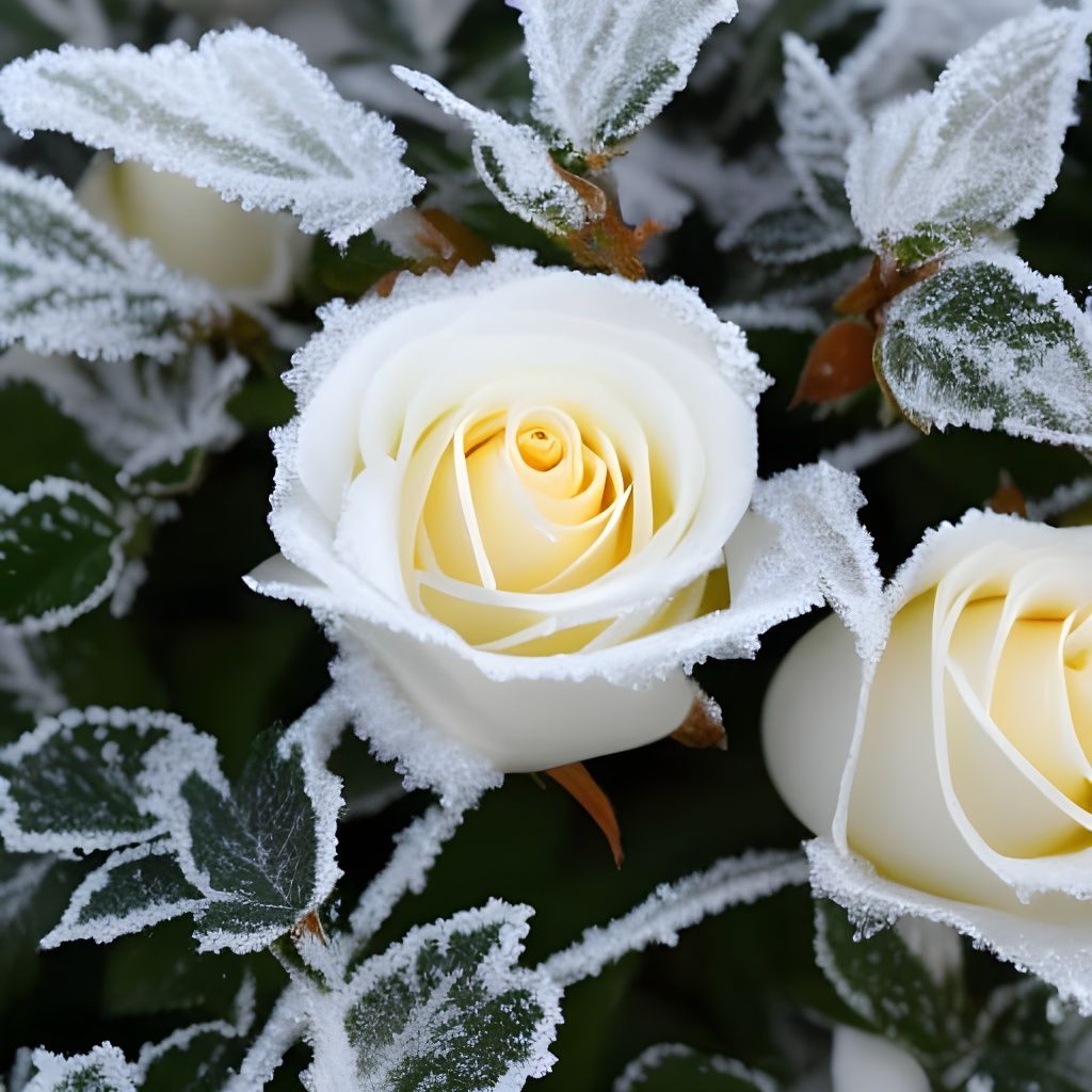 Icy White Rose #2 - AI Generated Artwork - NightCafe Creator