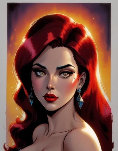 portrait, JESSICA RABBIT, expressive, backlit, translucent colors ...