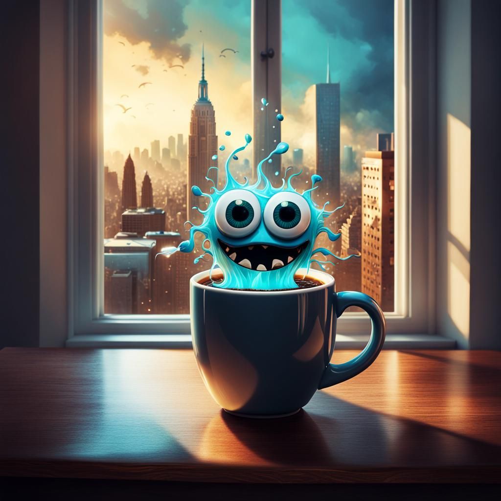 Morning coffee monster! - AI Generated Artwork - NightCafe Creator