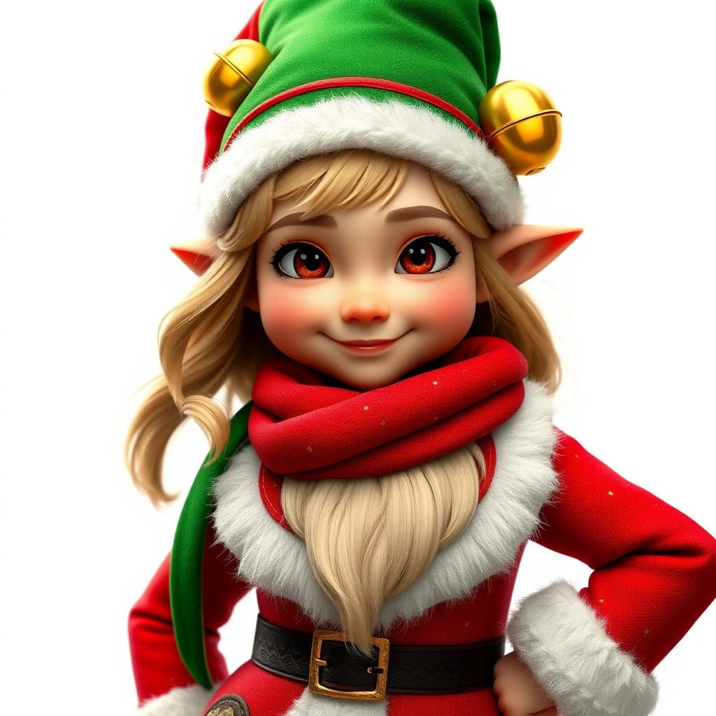 Wonderful Christmas Dwarf Girl with Golden Accents - AI Art