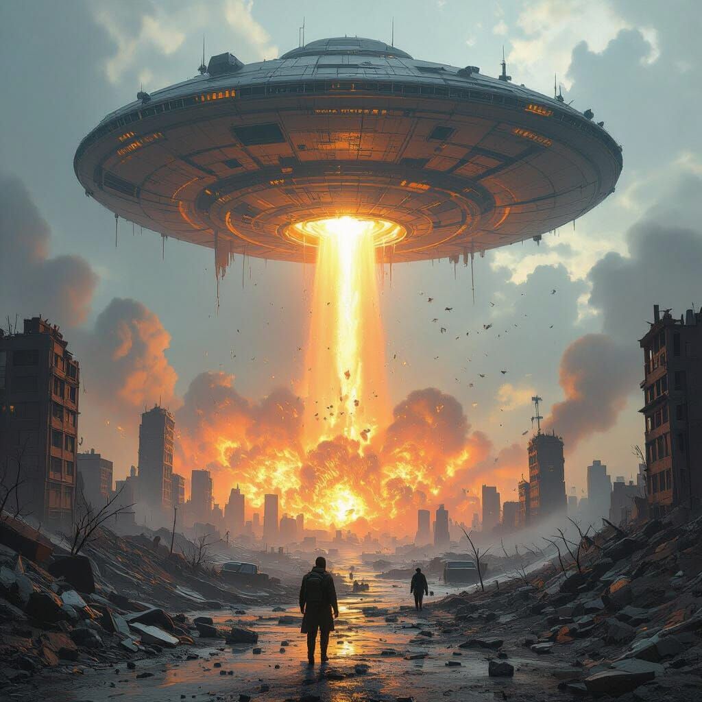 the world being being invaded by alien spaceship