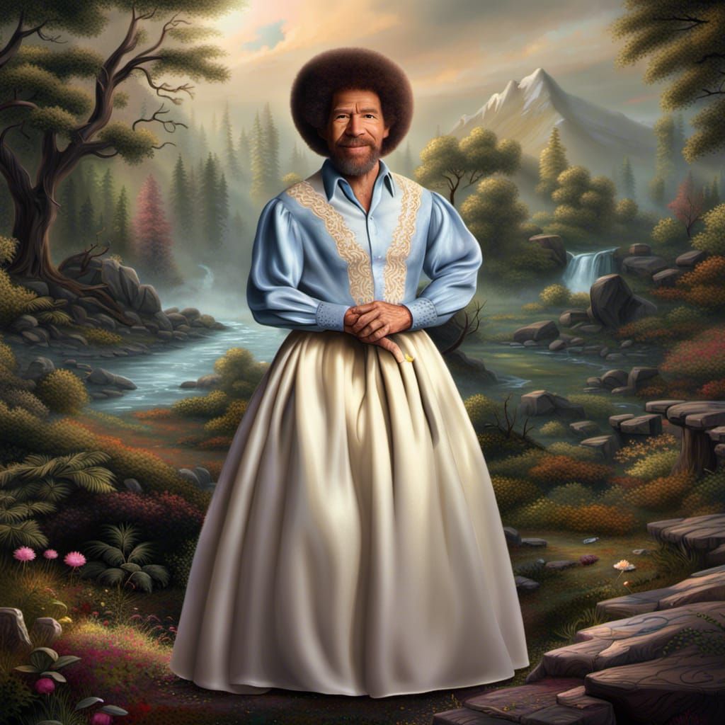 Bob Ross wearing a princess dress - AI Generated Artwork - NightCafe ...