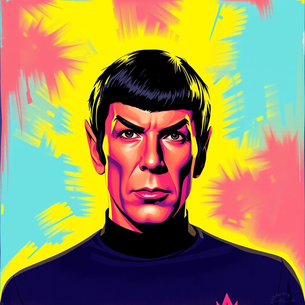Mr. Spock - Andy Warhol-Style Pop Art Portrait of Doctor Spo...