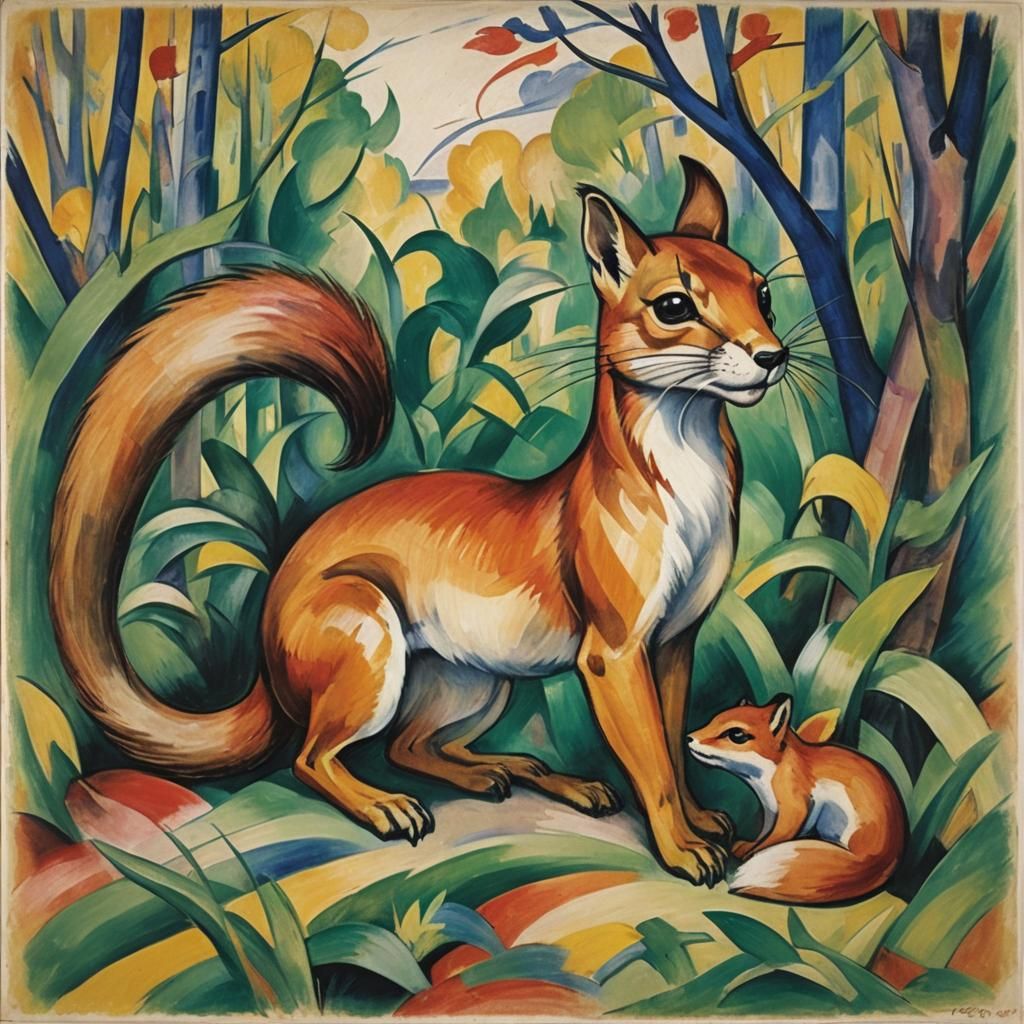 A chimera hybrid of a Squirrel and a Fox by Franz Marc - AI Generated ...