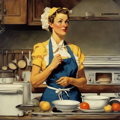 American Housewife ( Norman Rockwell) - AI Generated Artwork - NightCafe Creator