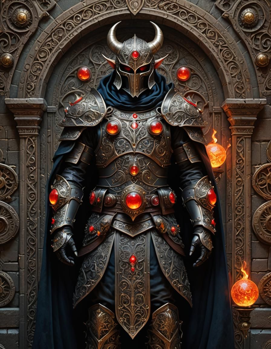 Demon knight in mantle with magic orbs, STYLE: romanesque - AI ...