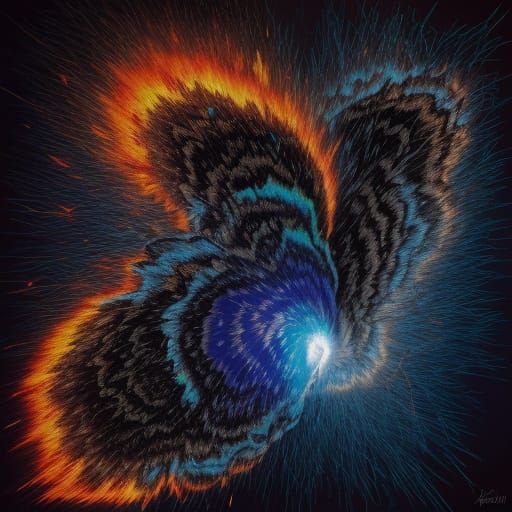 Cosmic Implosion in Obsidian: Pollock-Inspired Dig... - AI Art