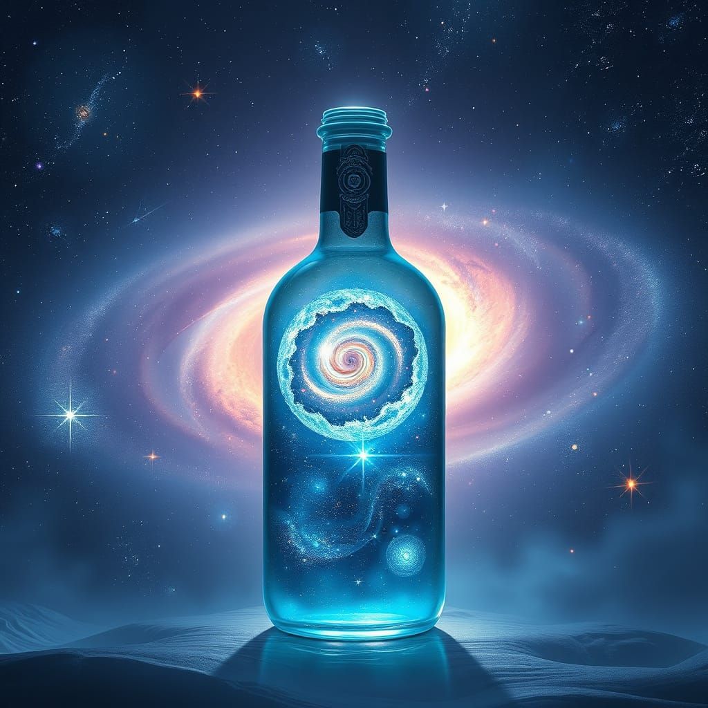 Ethereal Galaxy in a Cosmic Bottle, Rendered in Fu... - AI Art