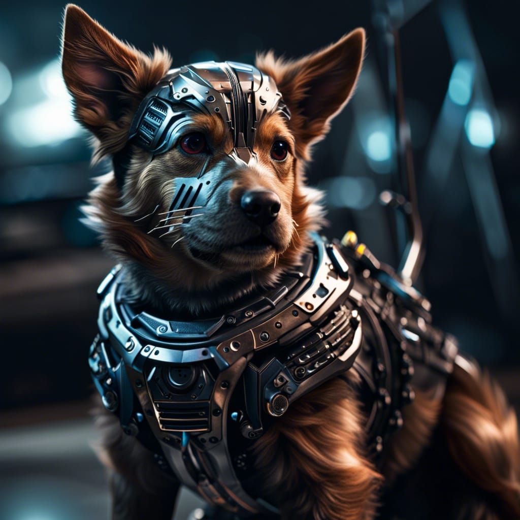 cyborg puppy - AI Generated Artwork - NightCafe Creator