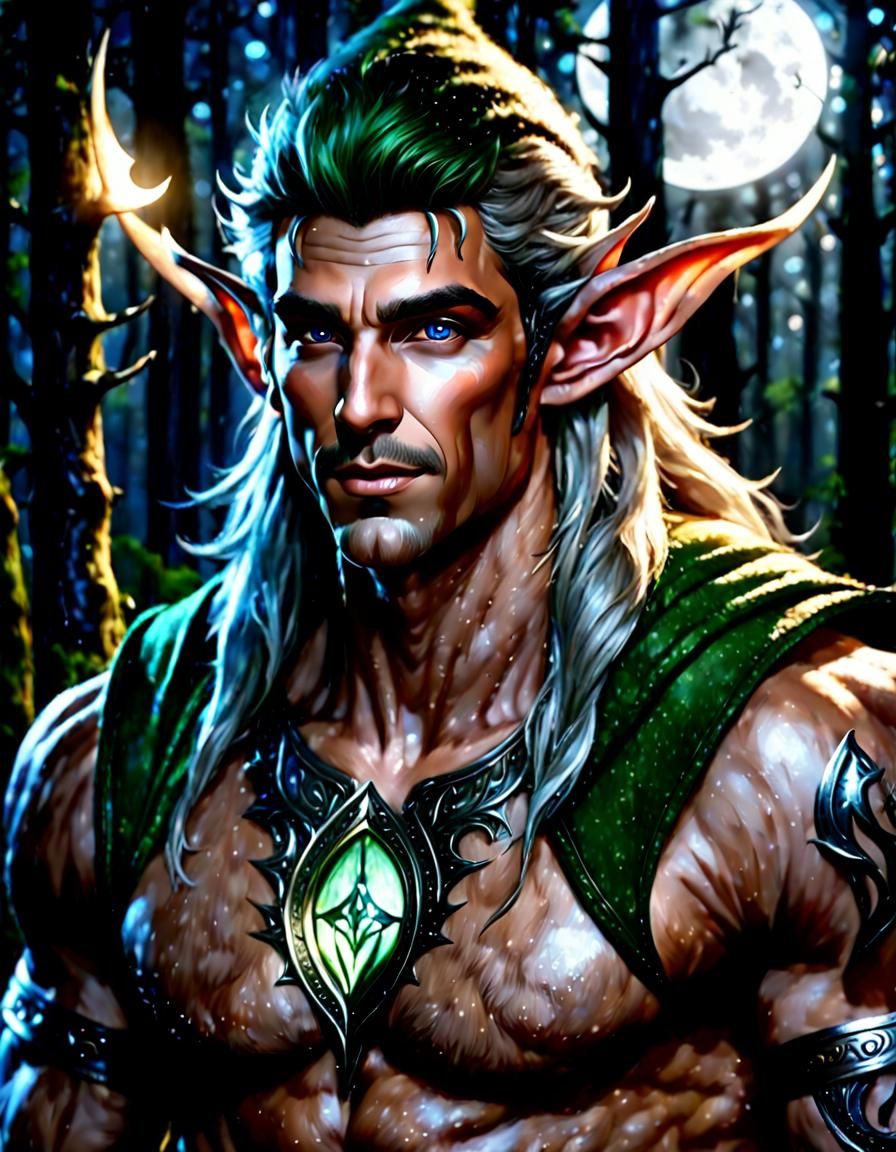 Elf Elder under the full moon - AI Generated Artwork - NightCafe Creator