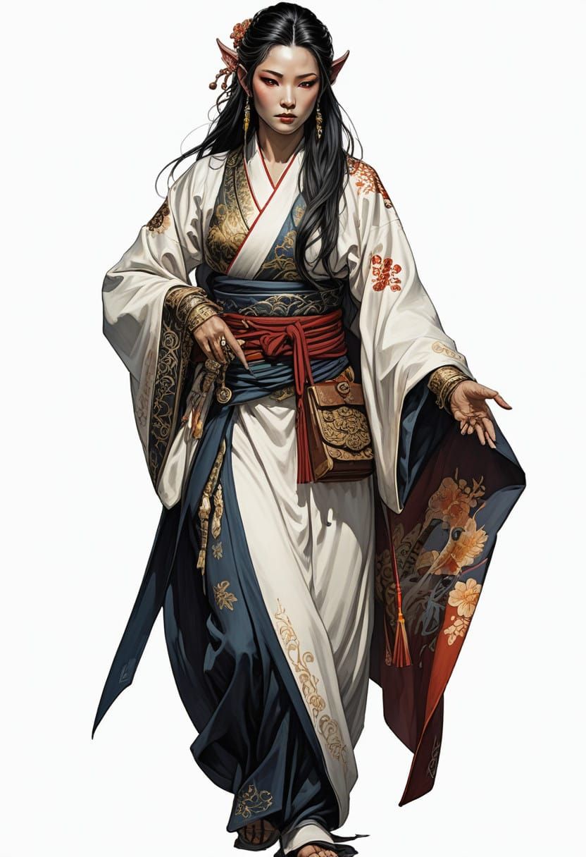 An elegant asian elf lady - Exotic Fantasy Geisha Reveal in ...