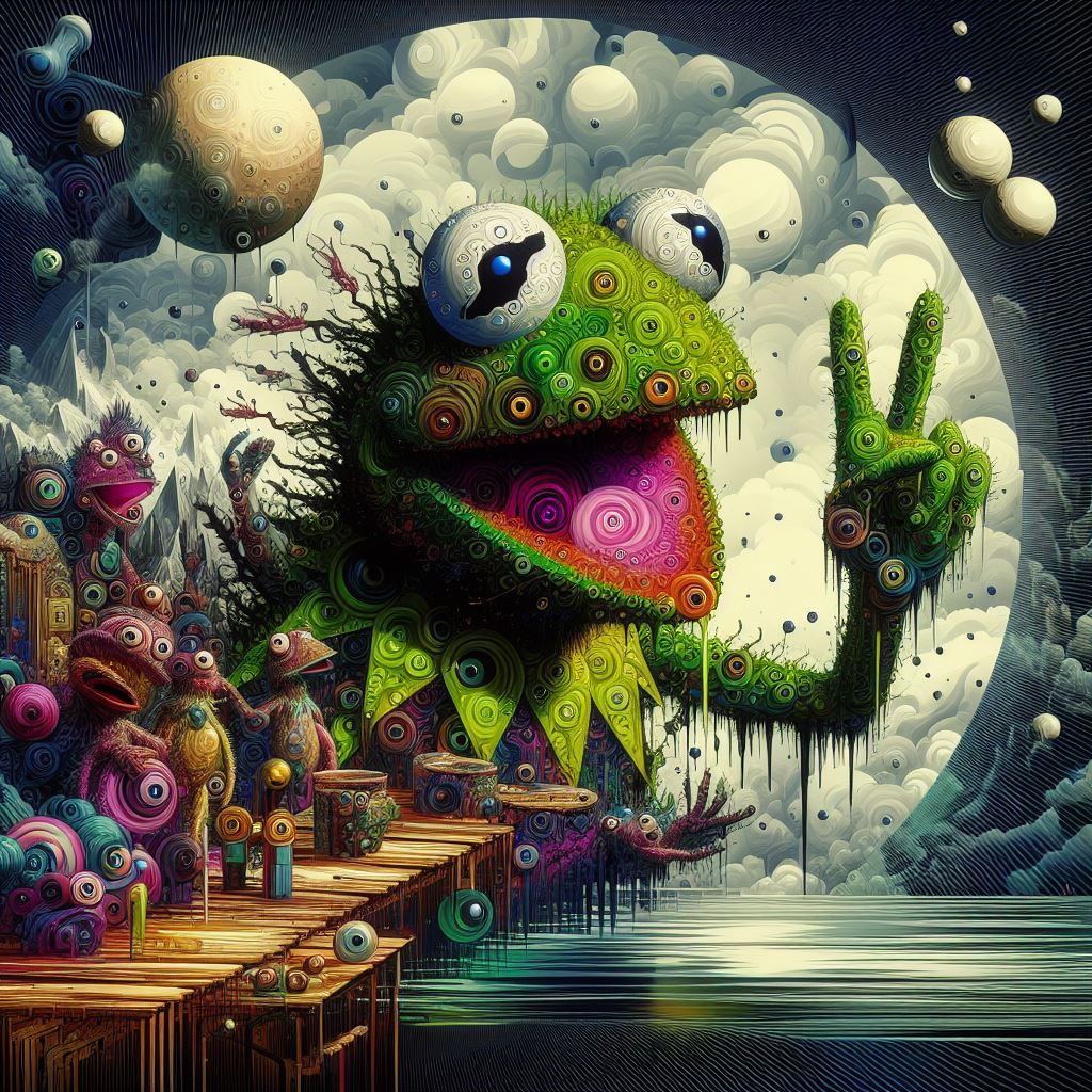 Kermit Peace and Love - AI Generated Artwork - NightCafe Creator