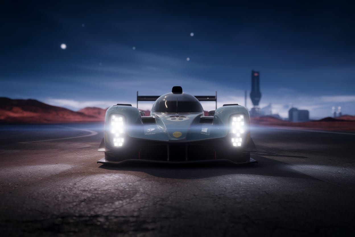 Cyberpunk Racing Car on a Futuristic Landscape - AI Art