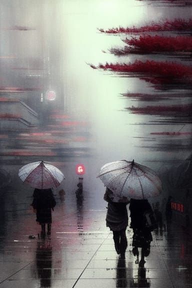 Greg Rutkowski and Monet paints a rainy tokyo scene beautifully - AI ...