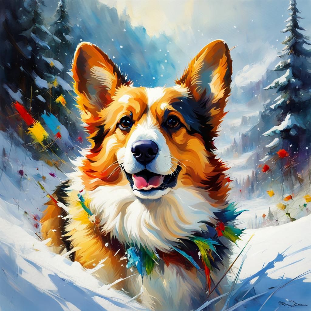 Woof! I´m sinking in the snow! - AI Generated Artwork - NightCafe Creator