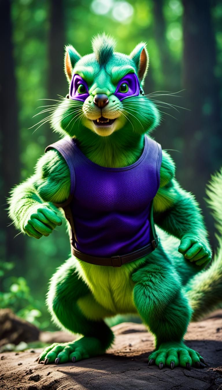 Animals as Superheroes, Super Squirell Green - AI Generated Artwork ...