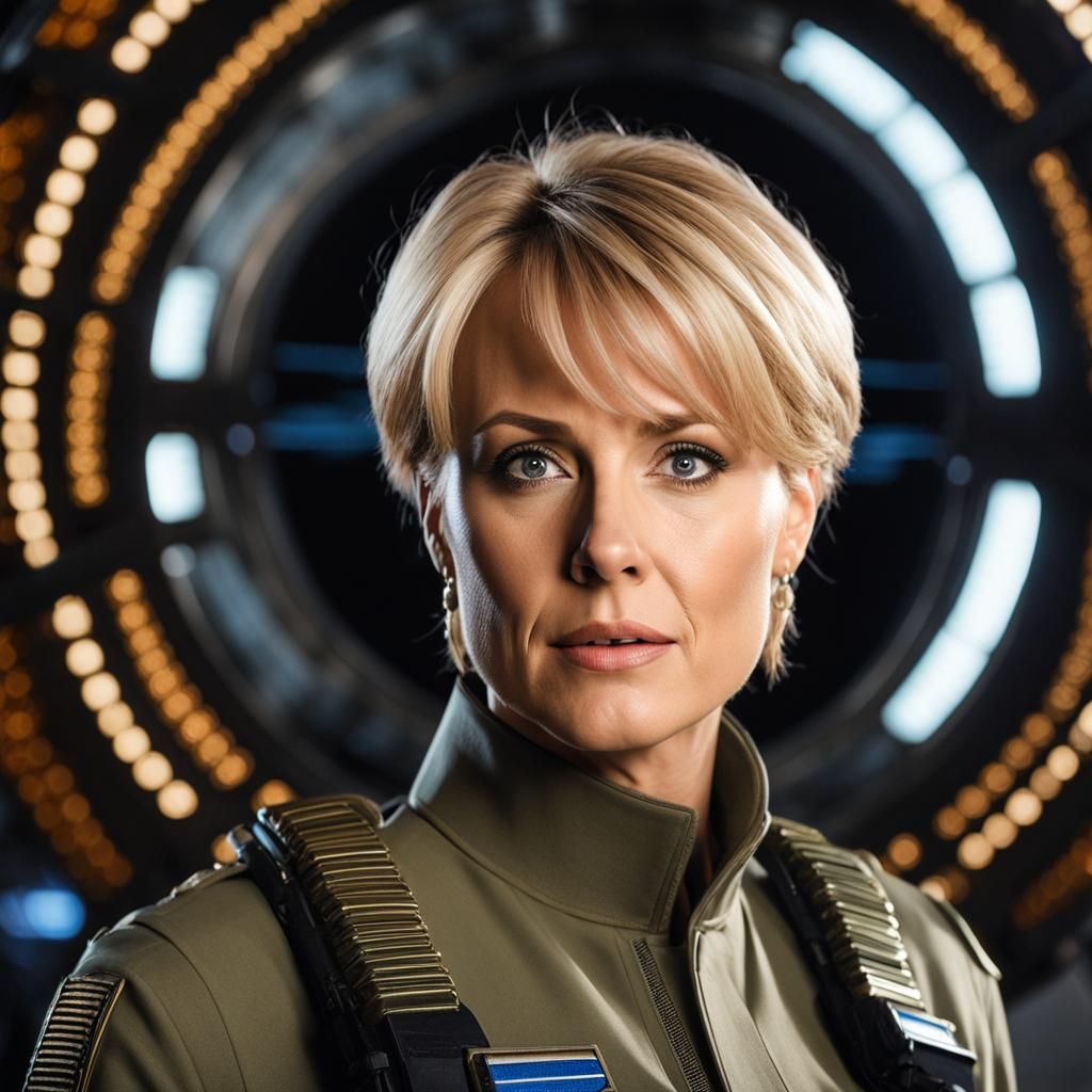 Major Samantha Carter in front of a Stargate off world - AI Generated ...