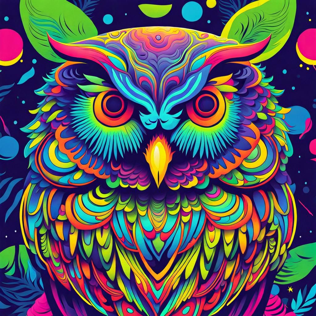 Psychedelic Owl - AI Generated Artwork - NightCafe Creator
