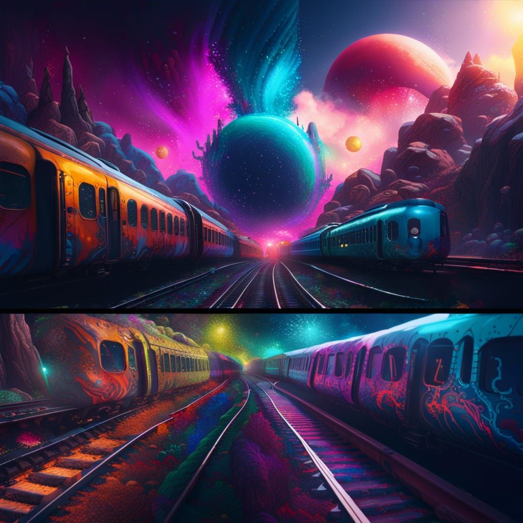 Multiverse Train Station - AI Generated Artwork - NightCafe Creator