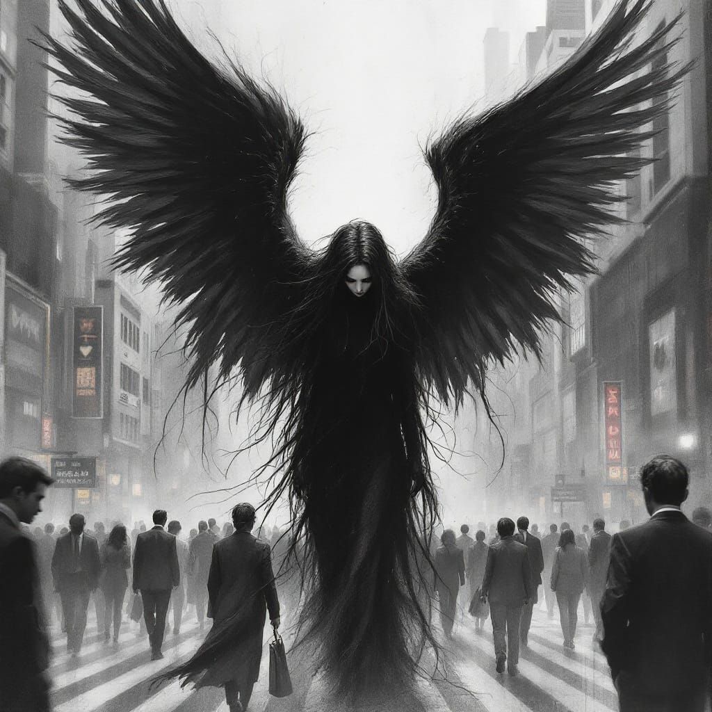 Angel in Urban Contemplation - AI Art