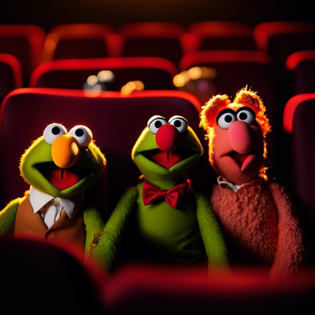 Three muppets watching a movie - AI Generated Artwork - NightCafe Creator