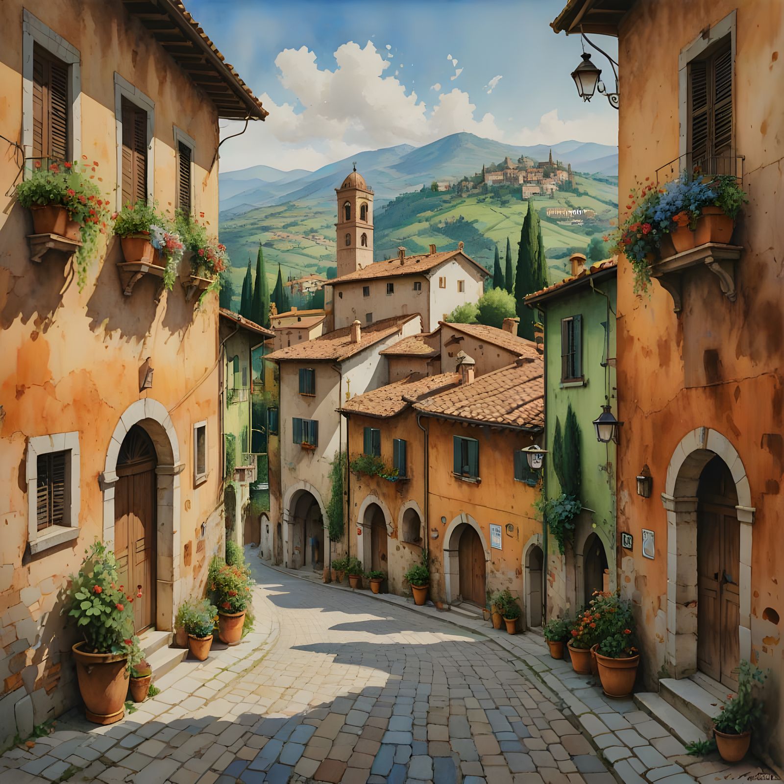 San Lazzaro, Italy, featuring its historic architecture with terracotta ...