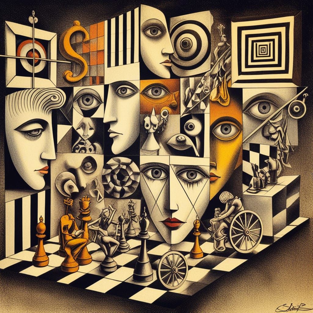 Chess Player in a Cubist Dreamscape with Fauvist V... - AI Art