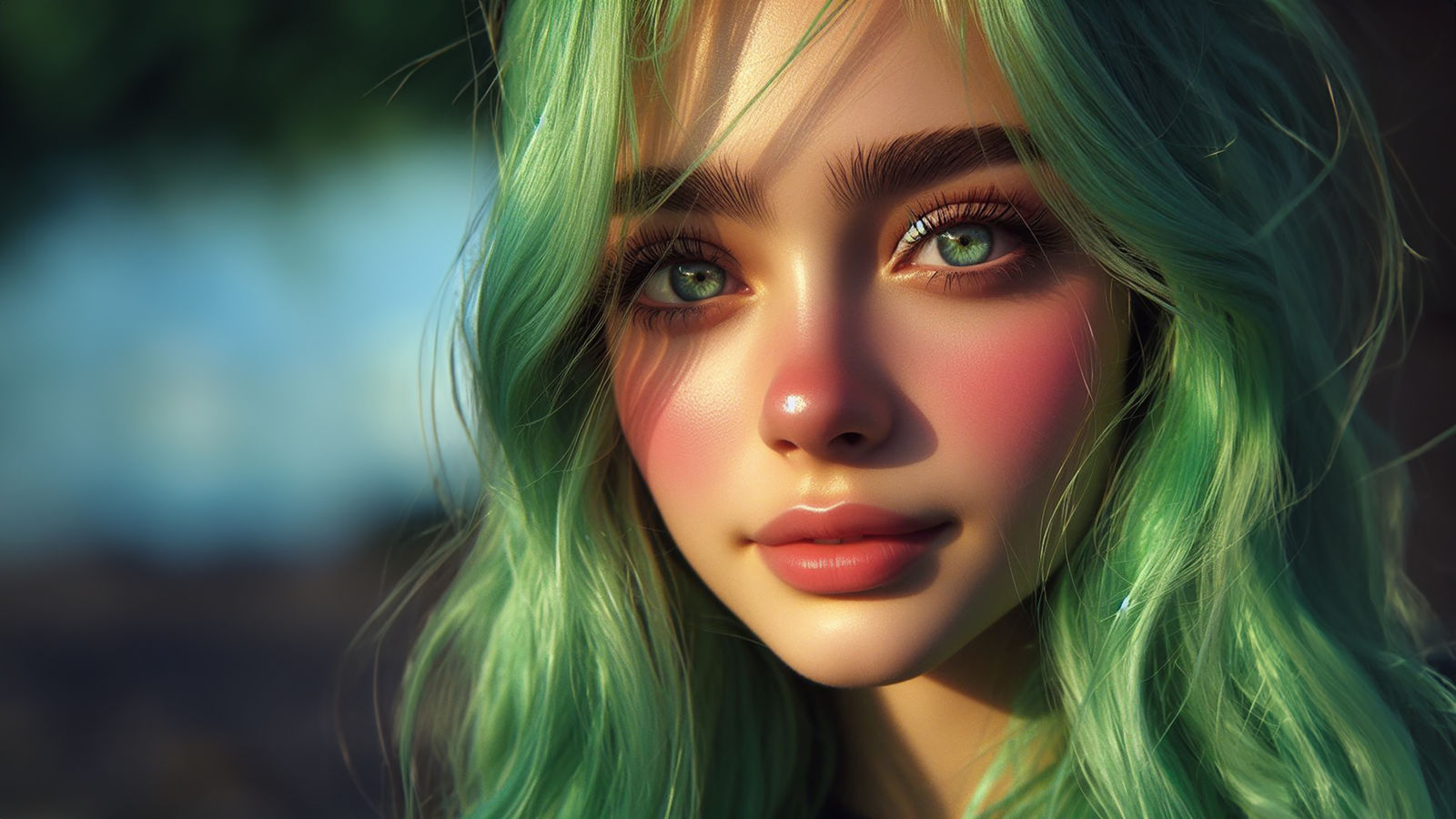 green hair cute girl - AI Generated Artwork - NightCafe Creator