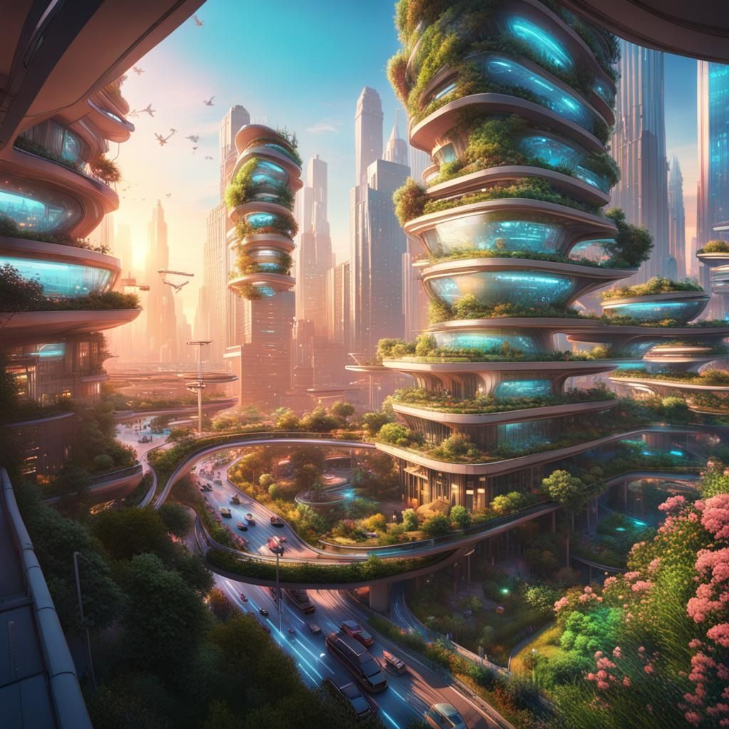 Futuristic City - AI Generated Artwork - NightCafe Creator