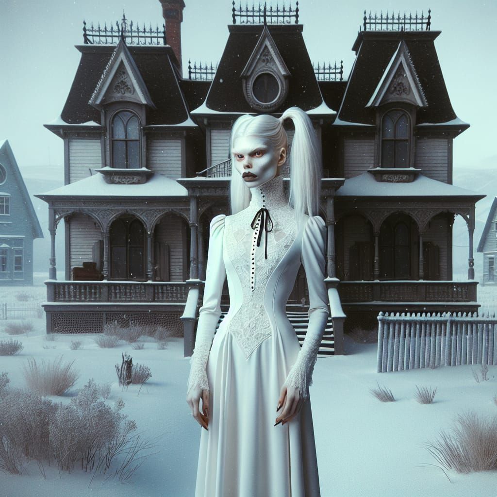 albino vampire in winter - albino vampire in winter