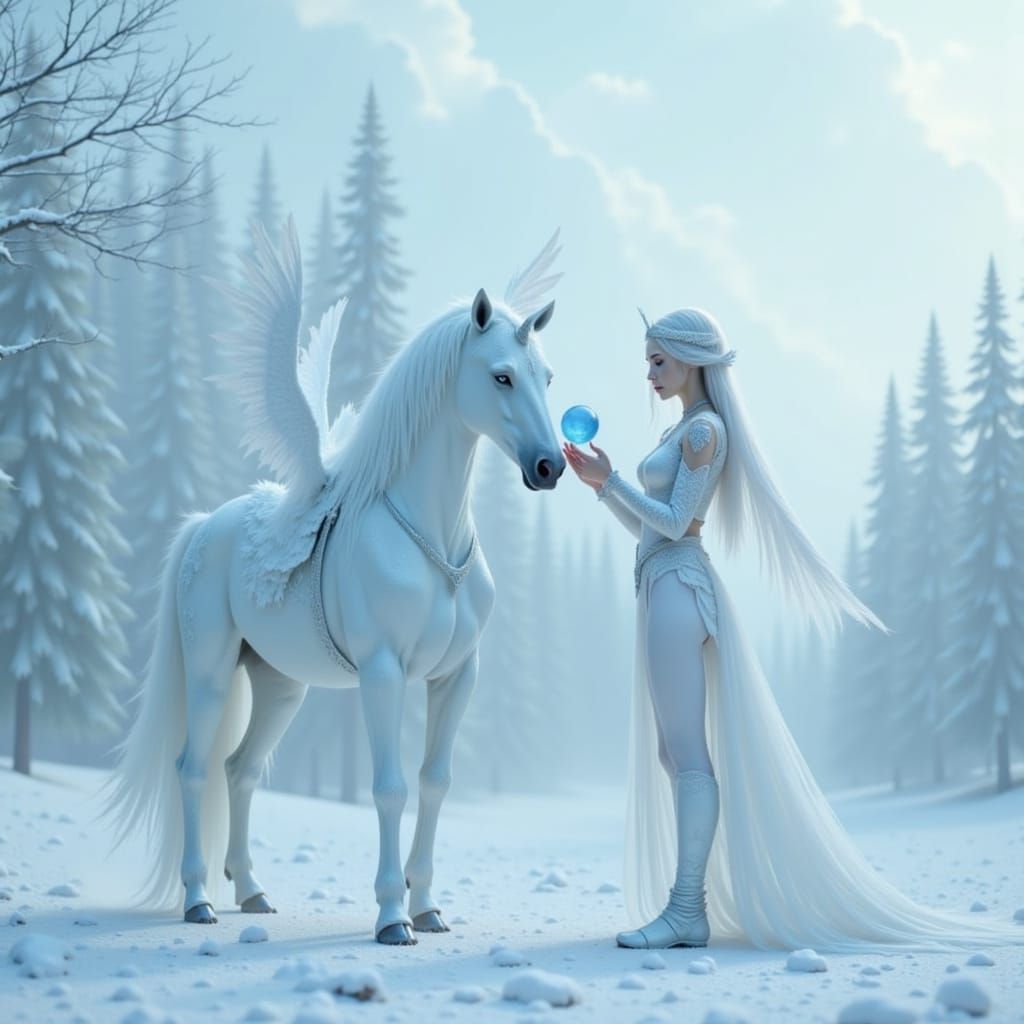 Frost Pegasus and Frost Valkyrie - Ethereal Cyber Unicorn an...
