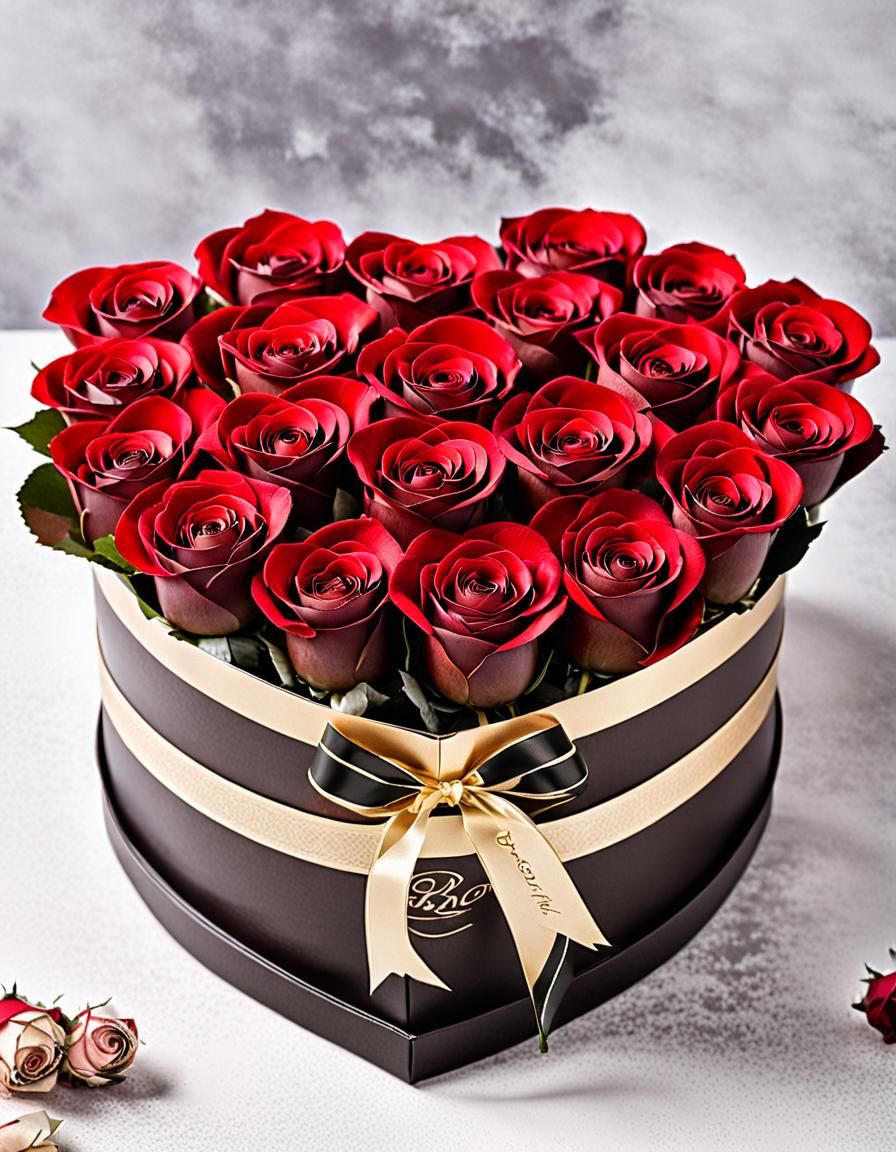 Box of chocolates, shaped like Roses Along with a bunch of real roses ...