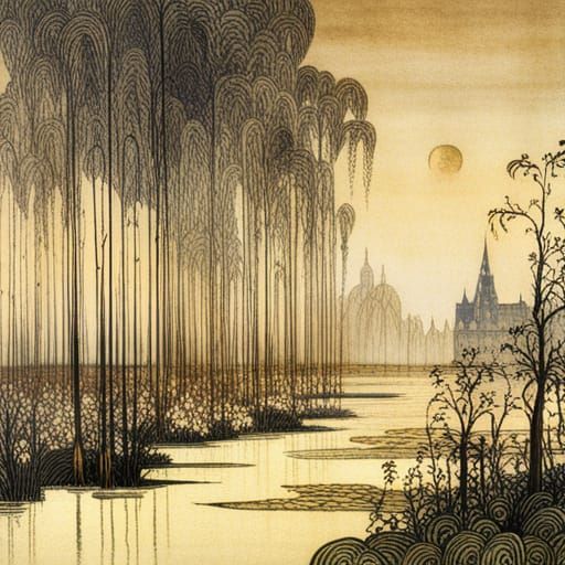landscape by Kay Nielsen and Arthur Rackham - AI Generated Artwork ...