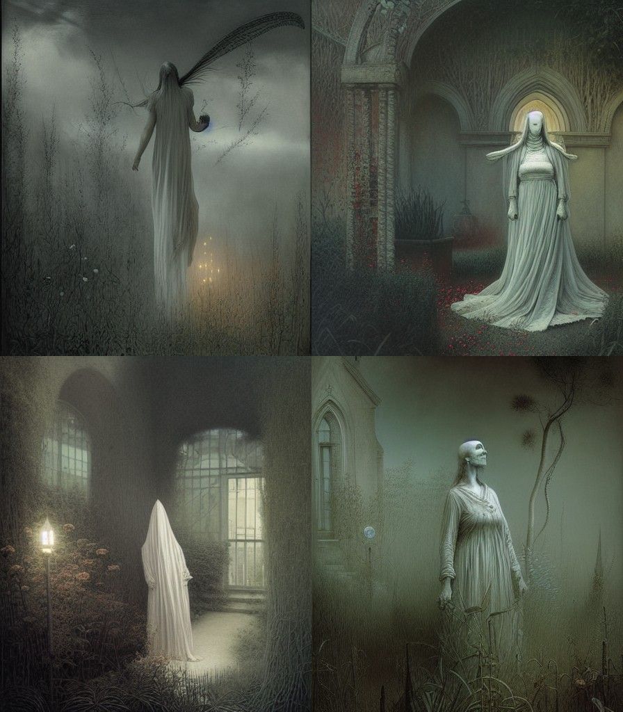 Garden ghost by Santiago Caruso, Zdzisław Beksiński, Gustave Doré ...