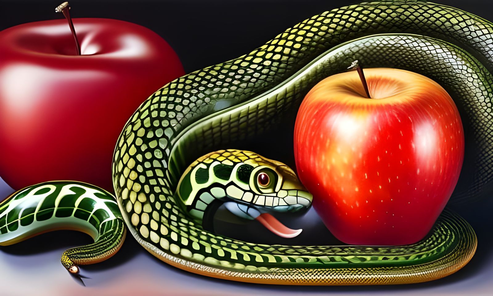 snake with an apple - AI Generated Artwork - NightCafe Creator