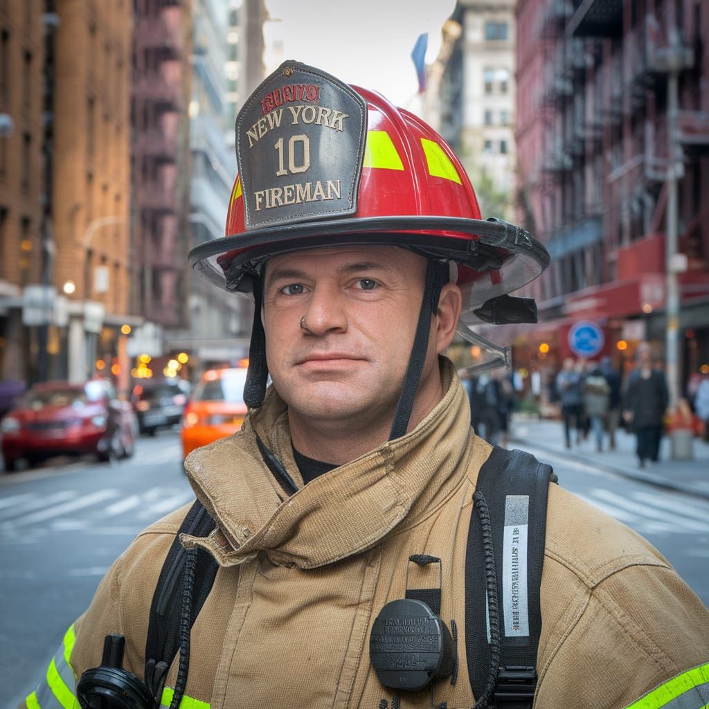 New York fireman. - Bravest in the City: A Photorealistic Po...