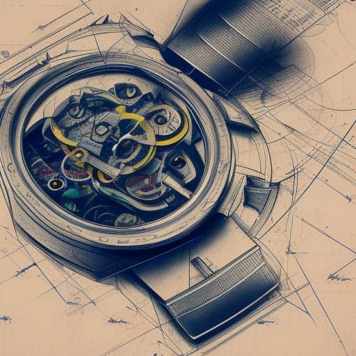 Watch blueprint - AI Generated Artwork - NightCafe Creator