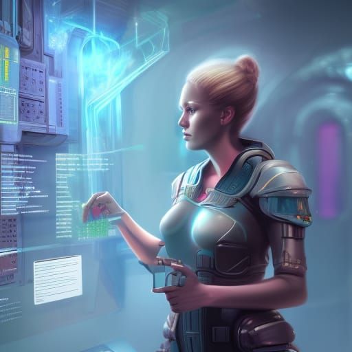 woman with superhuman intelligence in research lab - AI Generated ...