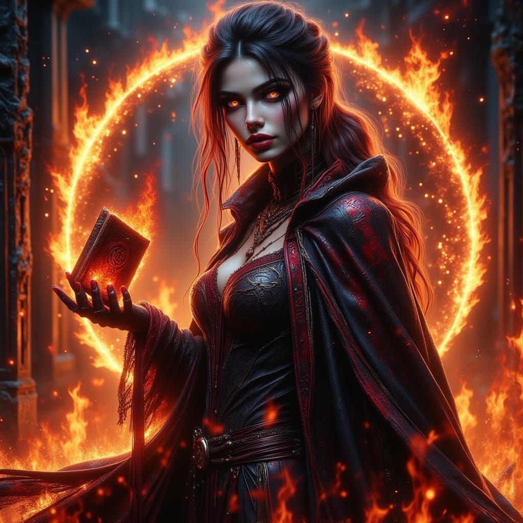 Stregga Pyromancer Portrait in Digital Painting St... - AI Art