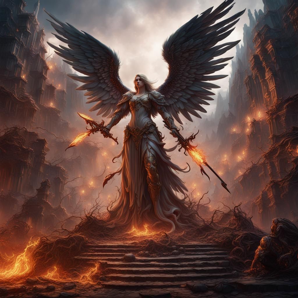 angel war - Epic Angel War: Detailed Fantasy Concept Art