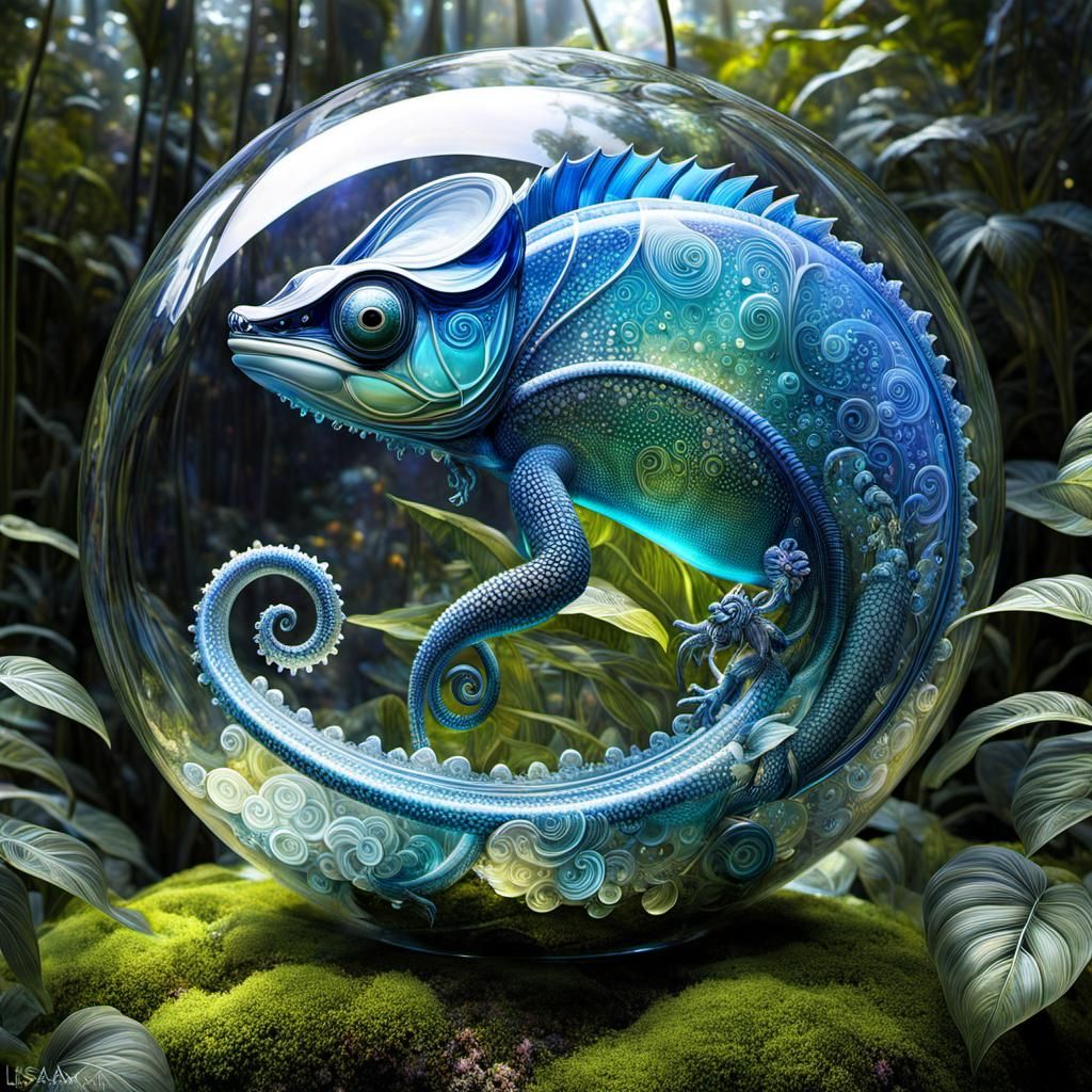 Bubble egg chameleon - AI Generated Artwork - NightCafe Creator