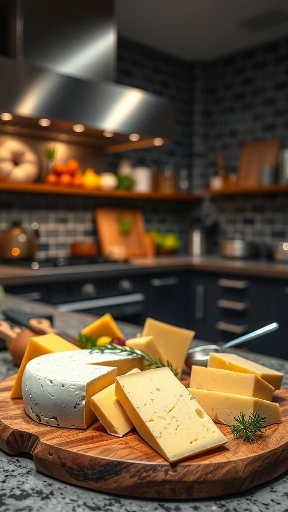 Gouda Cheese Platter in Modern Kitchen - AI Art