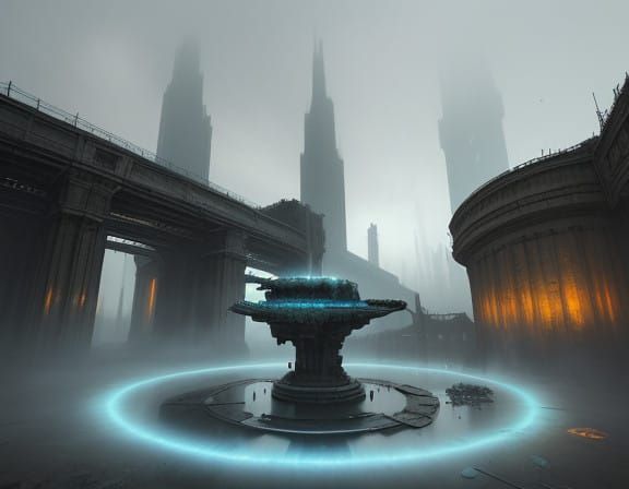 Ancient Time Machine Building with Ethereal Portal... - AI Art