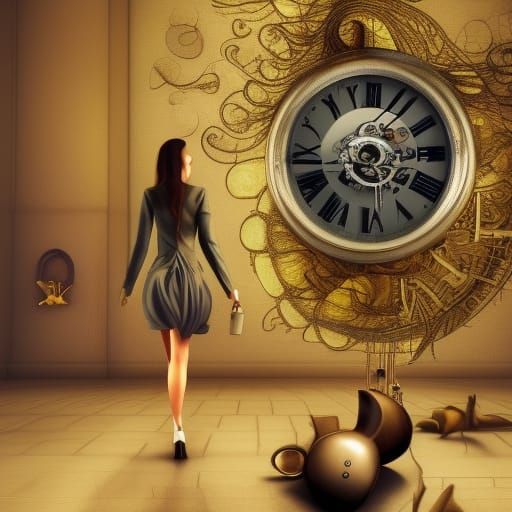 Waiting woman,clocks and watches/8k resolution concept art bokeh ...
