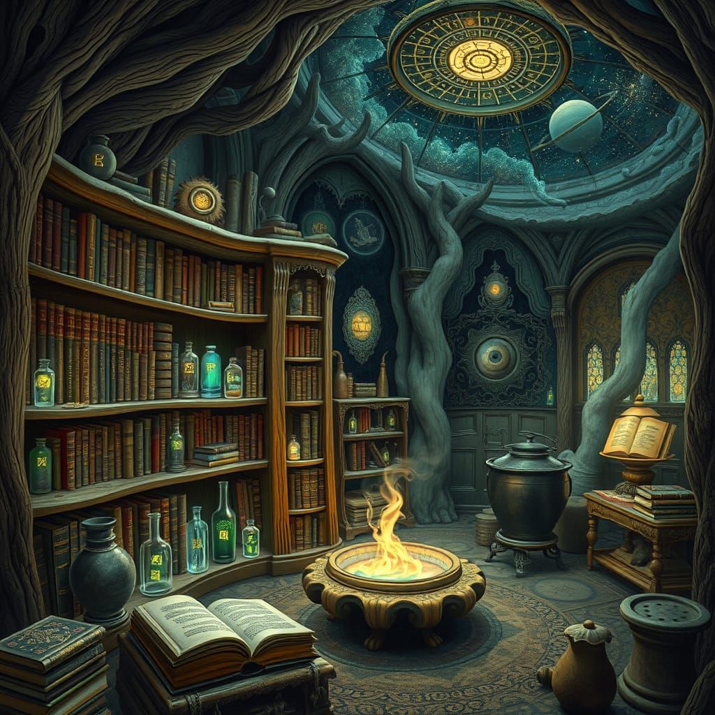 Surreal Witch's Sanctum of Ancient Magic and Whims... - AI Art